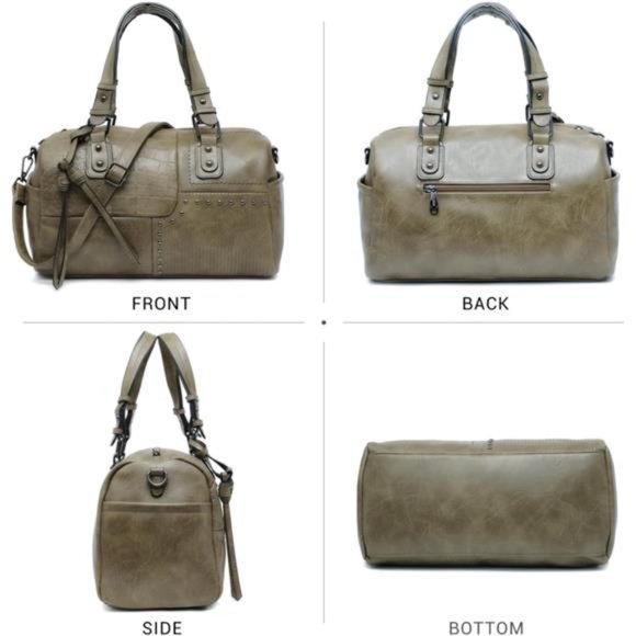 Bags | Women Soft Vegan Leather Barrel Bags Large Hobo Top Handle Work ...